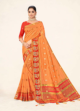 Buy Orange Sarees Online | Orange Sarees Styles | Online Orange Sarees