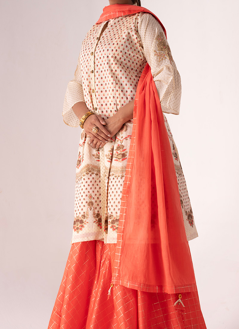 Buy Designer Lehenga With Long Top Choli Online