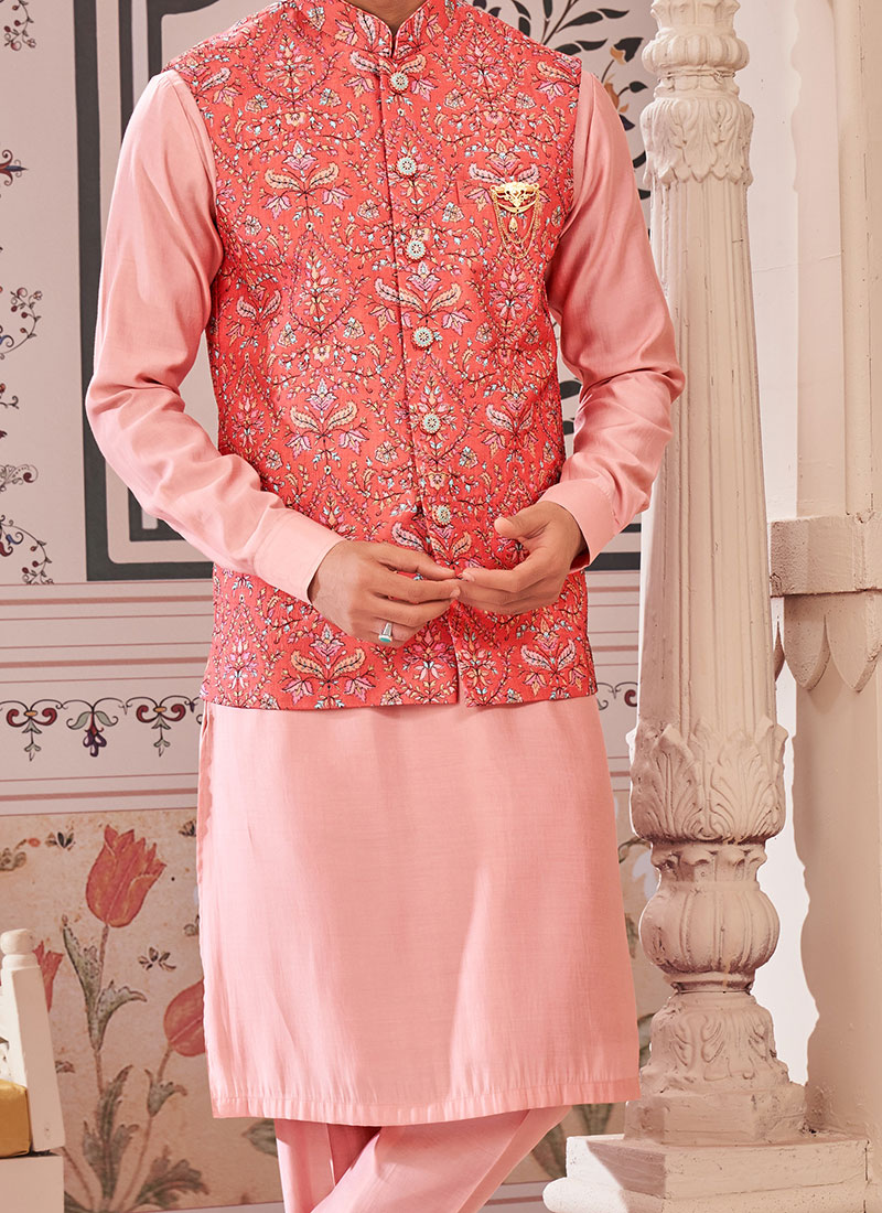 Buy Orange Silk Embroidered Bandi Set Festive Wear Online at Best Price ...