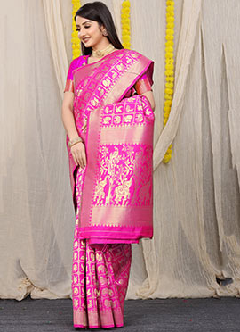 Latest Pink Sarees Designs For Women | Pink Wedding Sarees
