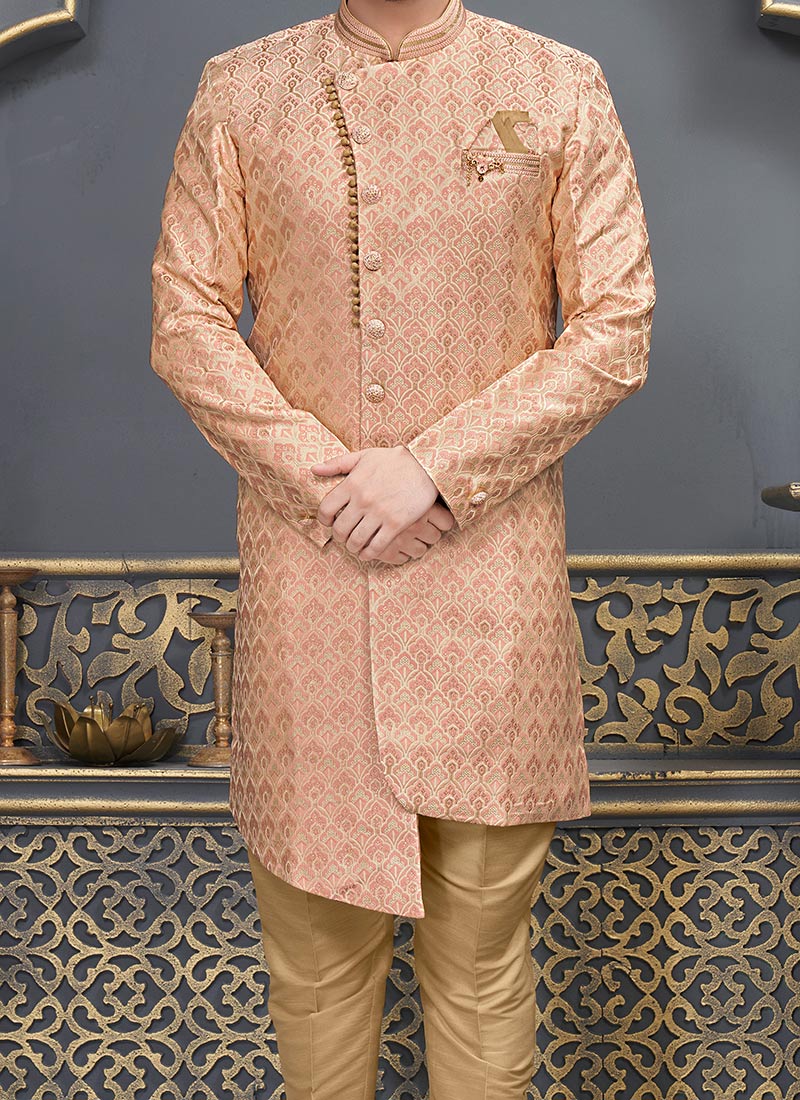 Buy Peach Color Sherwanis | Online Peach Colour Sherwanis | Designer ...
