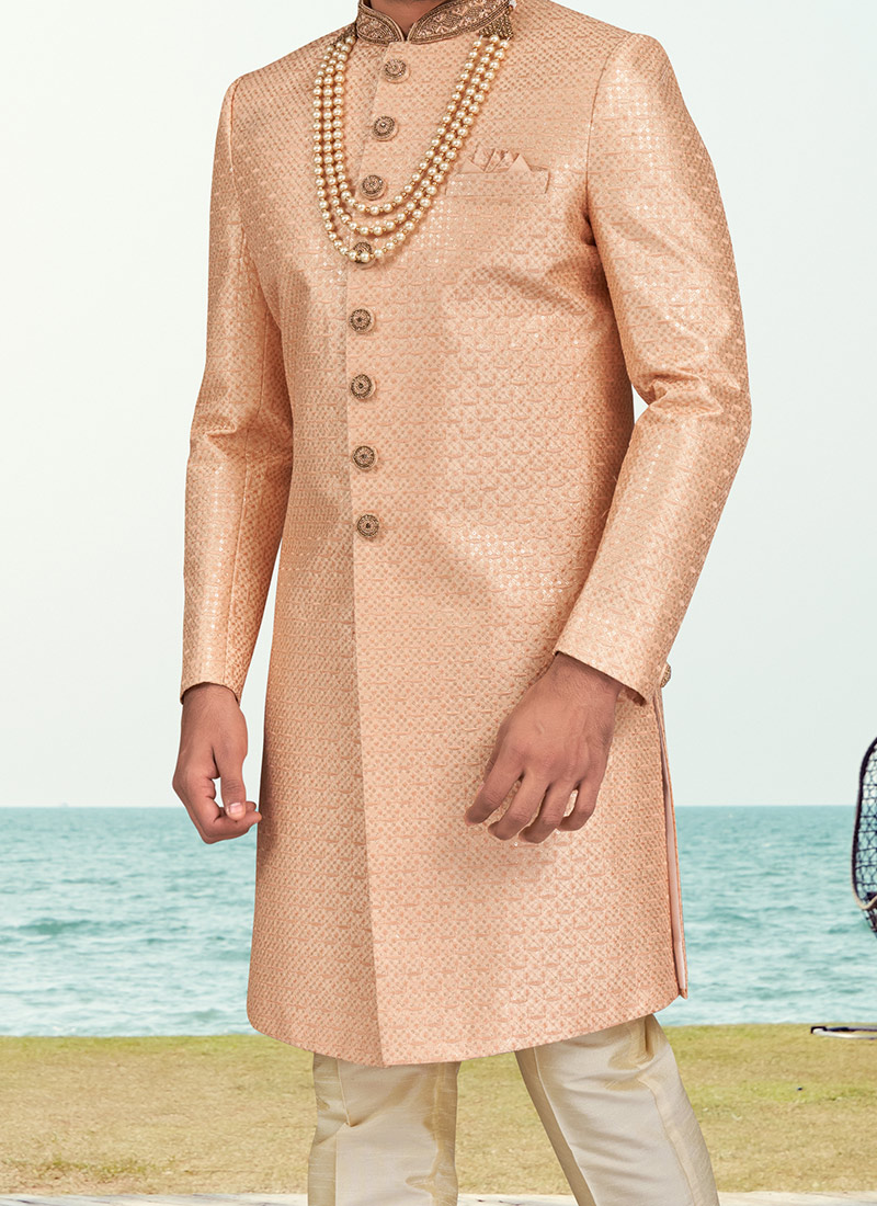 Shop Stylish Peach Sherwani for Men Online In UK