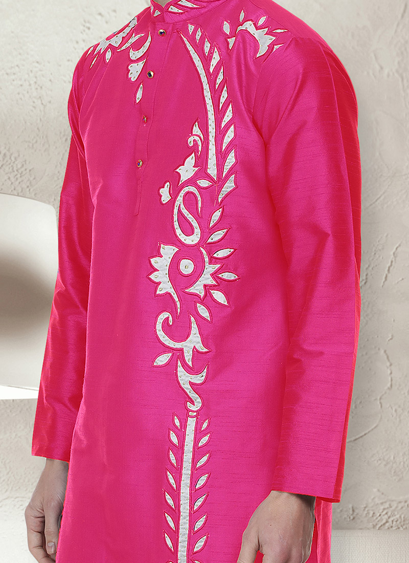Buy Designer Pink Color Kurta Pyjamas Online - Cbazaar