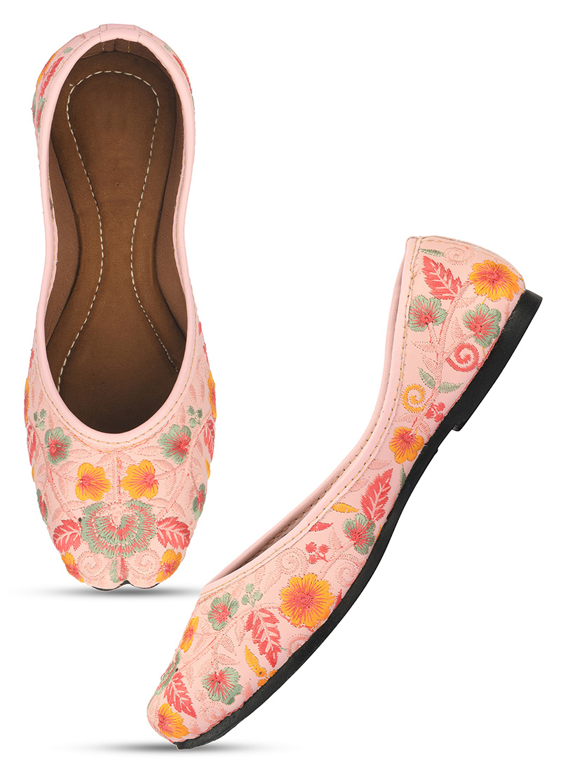 Buy Pink Embroidered Juti Online at Best Price | Cbazaar
