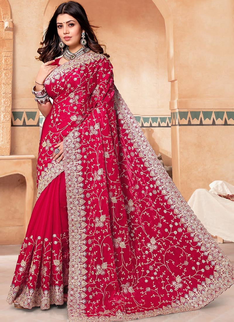 Latest Pink Sarees Designs For Women | Pink Wedding Sarees