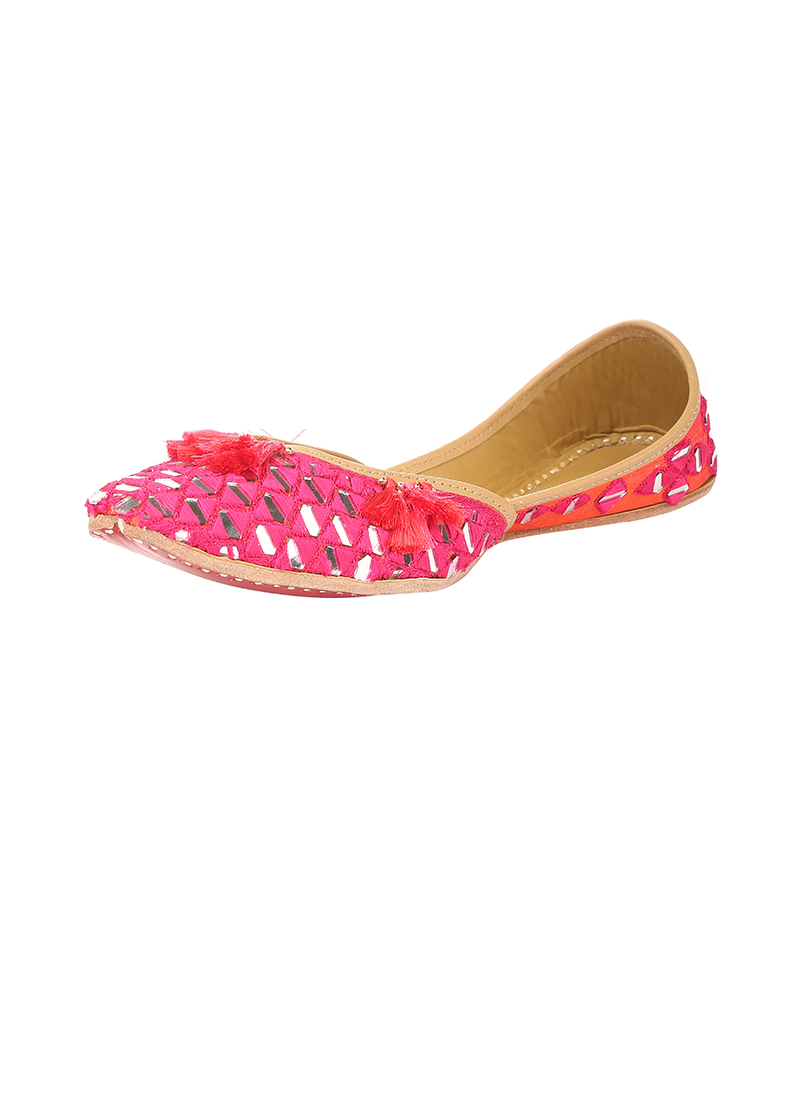 Shop Pink Faux Leather Juti Online at Best Price | Cbazaar