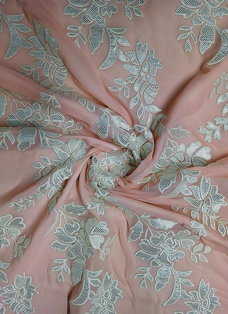 Buy Pink Georgette Fancy Embroidery Fabric Online at Best Price | Ethnovog