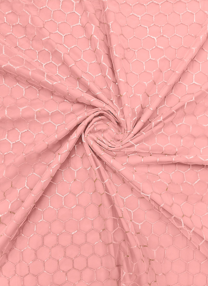 Shop Pink Net Embroidered Fabric Online at Best Price | Cbazaar