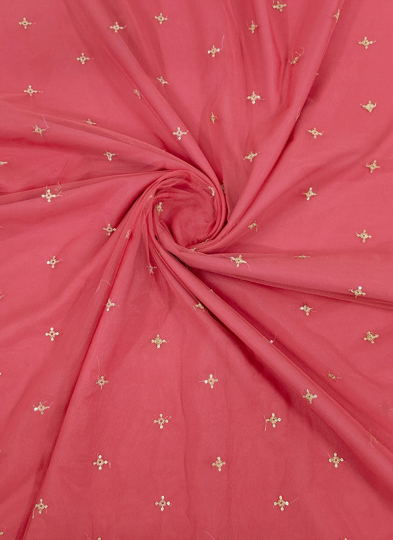 Buy Pink Net Embroidered Fabric Online at Best Price | Cbazaar
