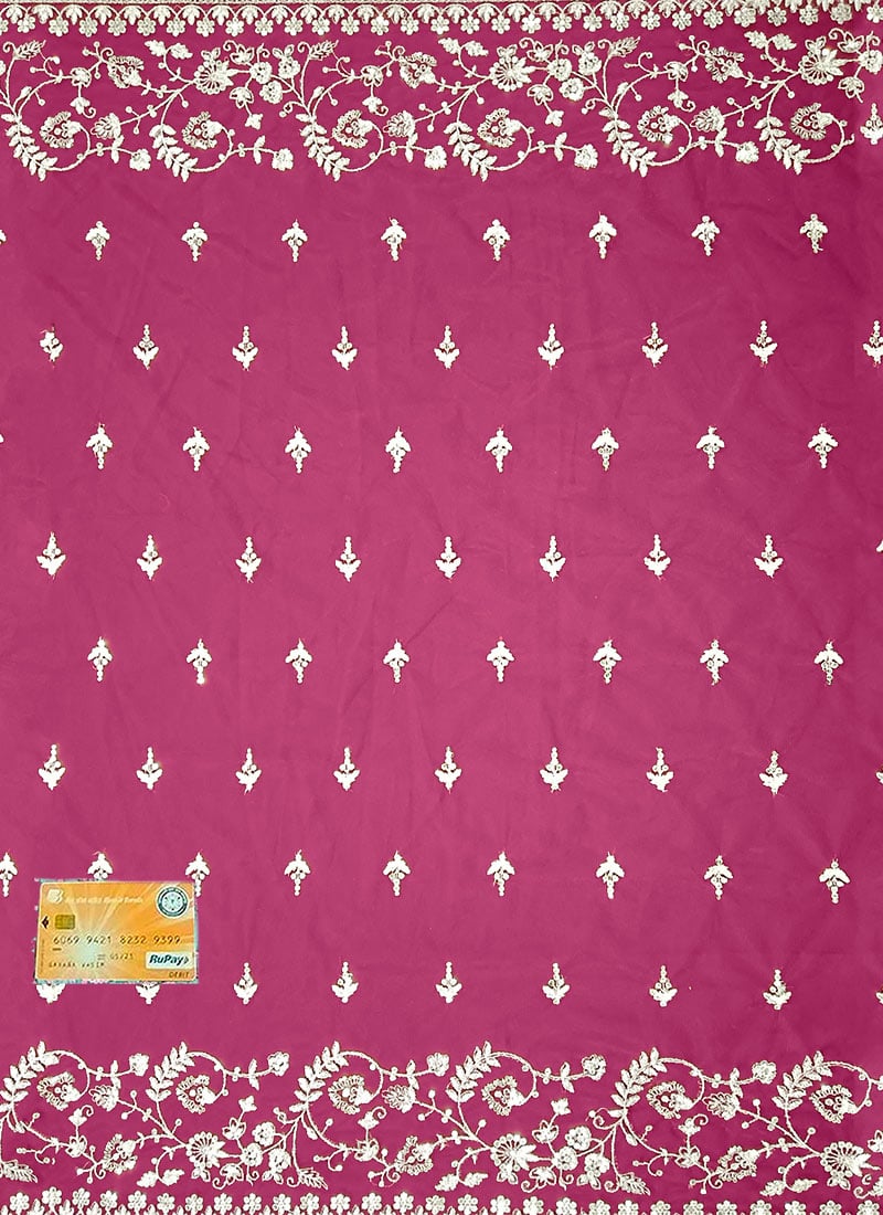 Buy Pink Net Embroidered Fabric Online at Best Price | Cbazaar