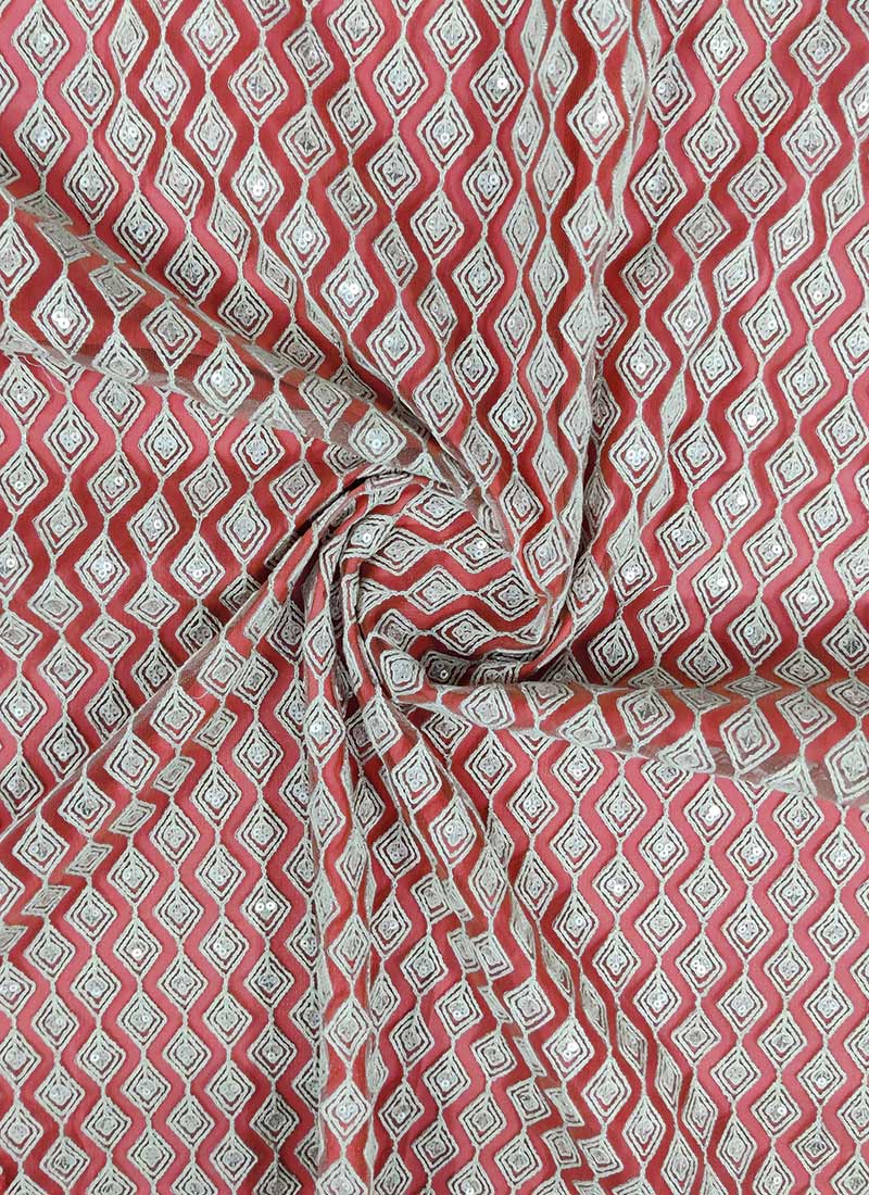 Buy Cameo Brown Net Embroidered Fabric Online at Best Price | Cbazaar