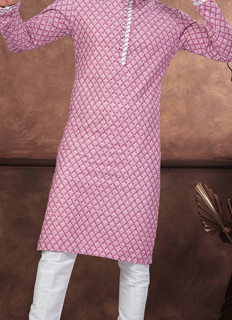 Buy Pink Rayon Chikankari Kurta Pyjama Festive Wear Online at Best ...