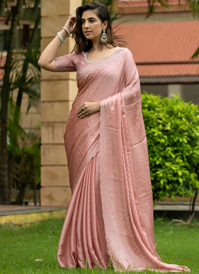 Hand Embroidered Sarees | Zardosi Sarees | Zari Stone work sarees