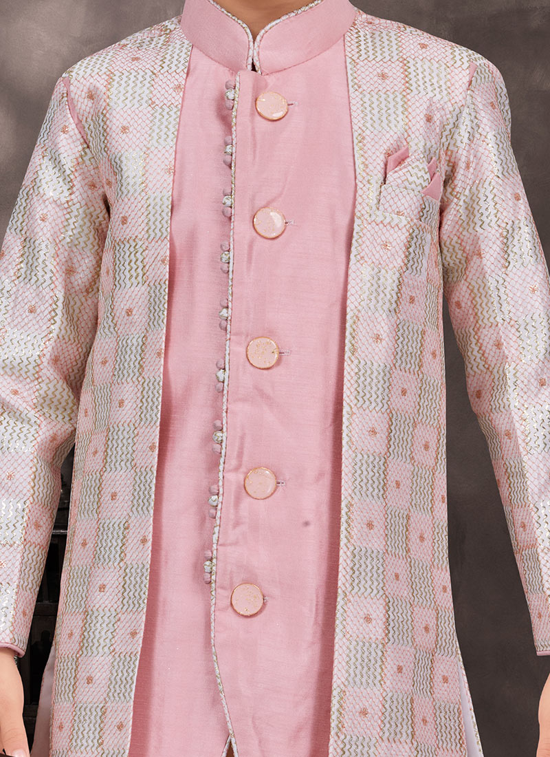 Buy Pink Silk Thread Work Sherwani Sophistication For Stylish Wedding ...