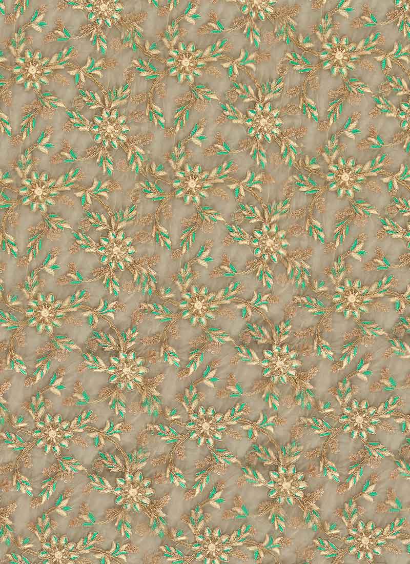 Shop Beige Net Embroidered Fabric Online at Best Price | Cbazaar