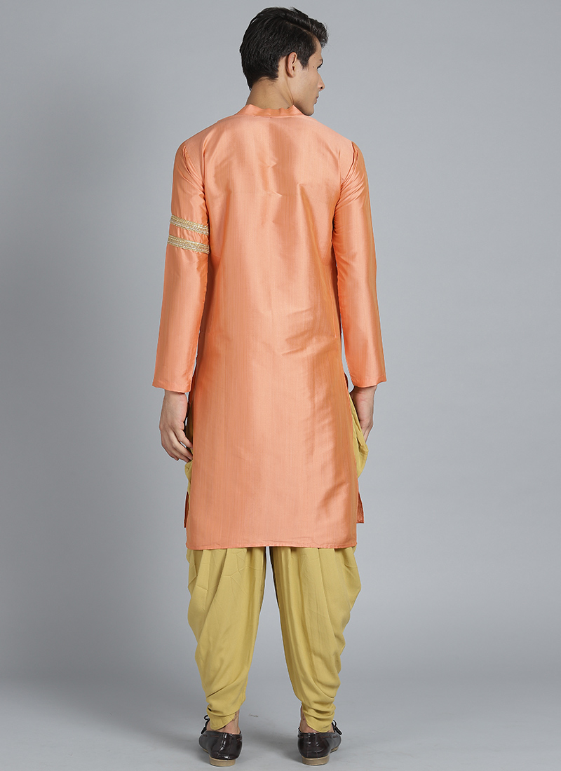 Shop Ethnovog Taffeta Peach Kurta Set Online at Best Price | Cbazaar