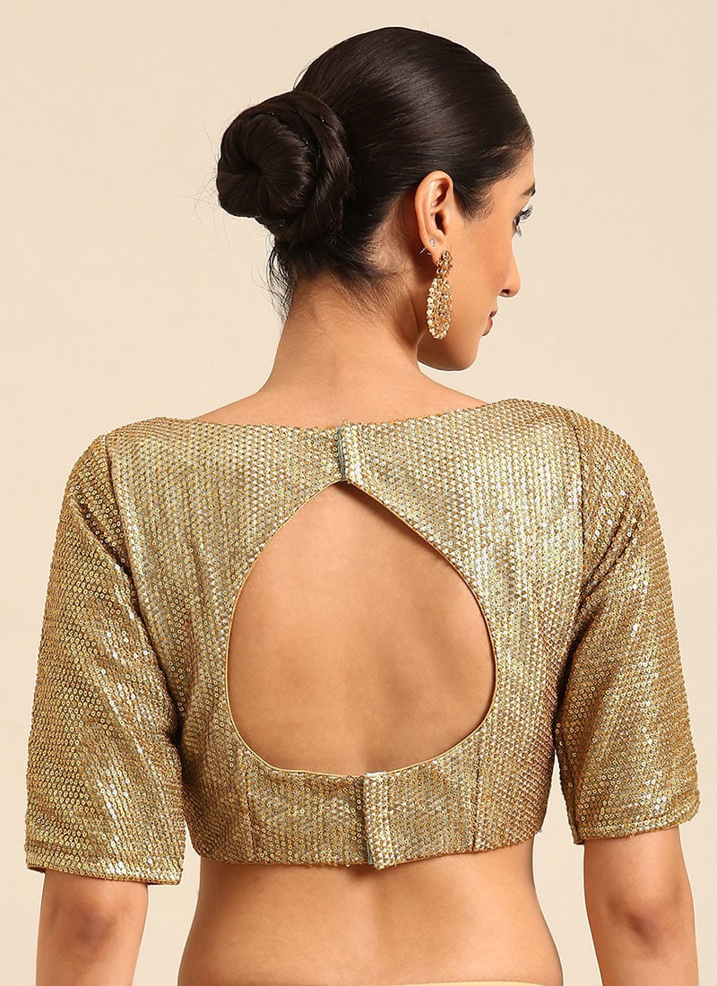 Shop Gold Sequin Net Blouse Festive Wear in UK - Cbazaar