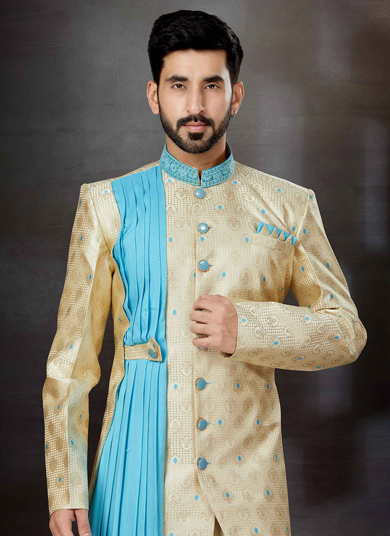 Gold Sherwanis : Shop Gold Sherwanis Designer Outfits For Men