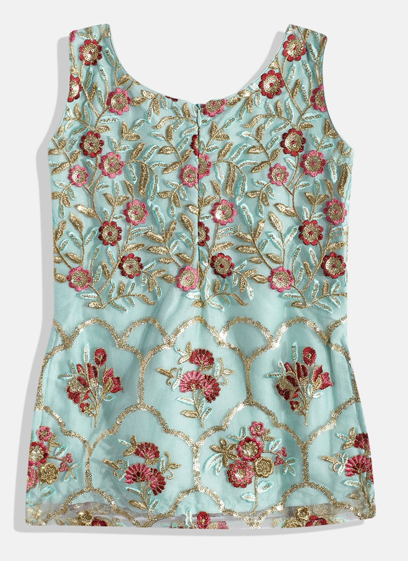 Buy Kids Girls Kids Lavender Net Sequins Embroidery Skirt Set Festive ...