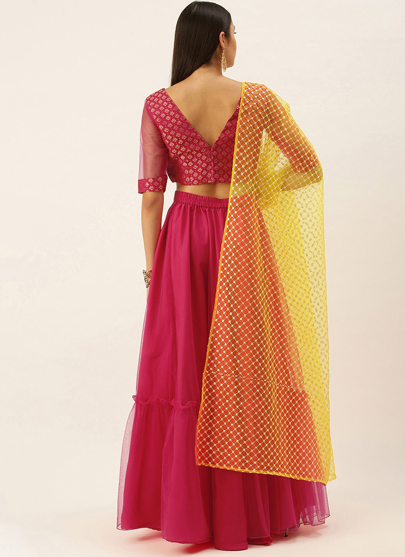 Shop Pink N Yellow Lehenga Set With Embroidered Dupatta Festive Wear ...