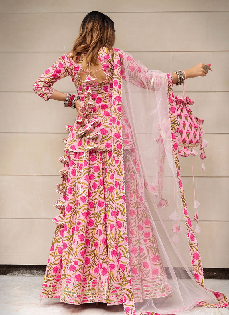 Buy Designer Lehenga With Long Top Choli Online