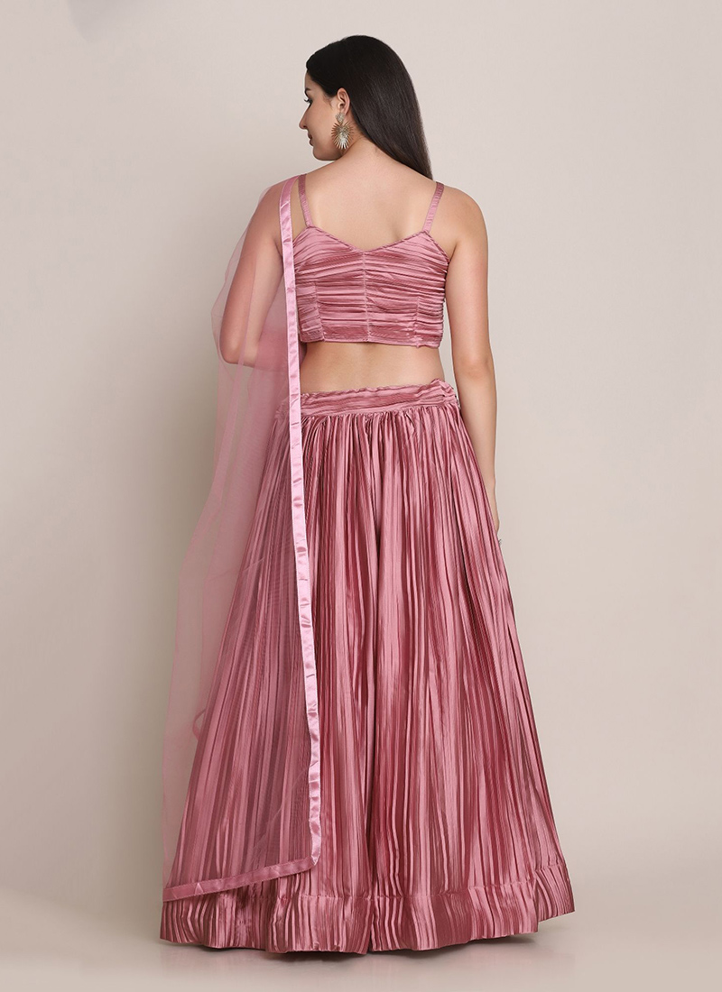 Shop Pink Satin Silk A Line Lehenga Party Wear Online at Best Price ...