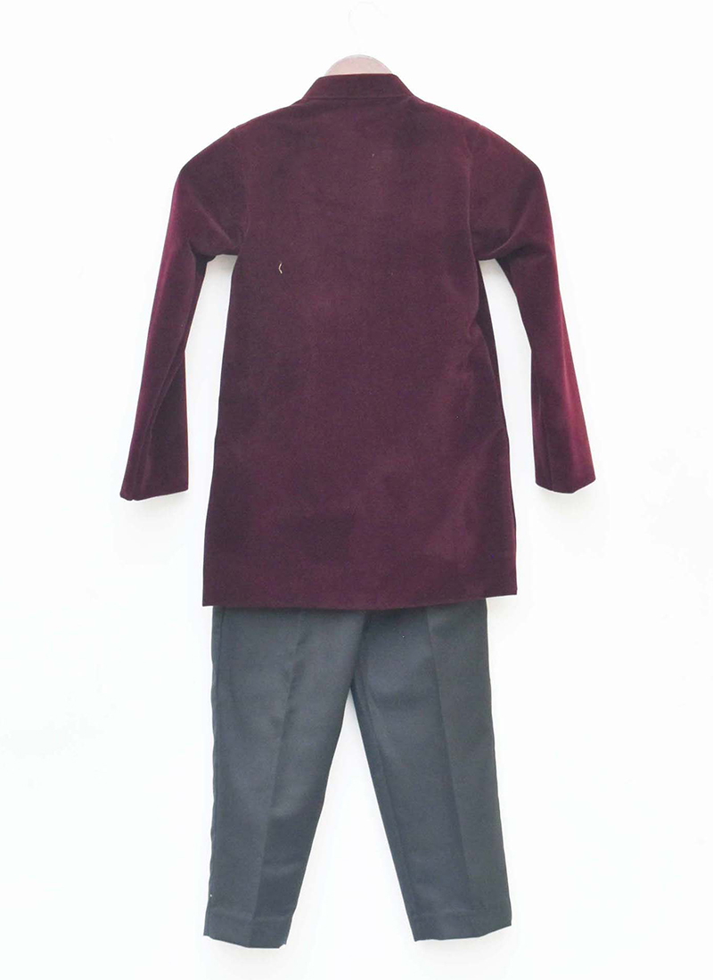 Shop Purple Velvet Soild Stitched Boys Suit in UK - Cbazaar
