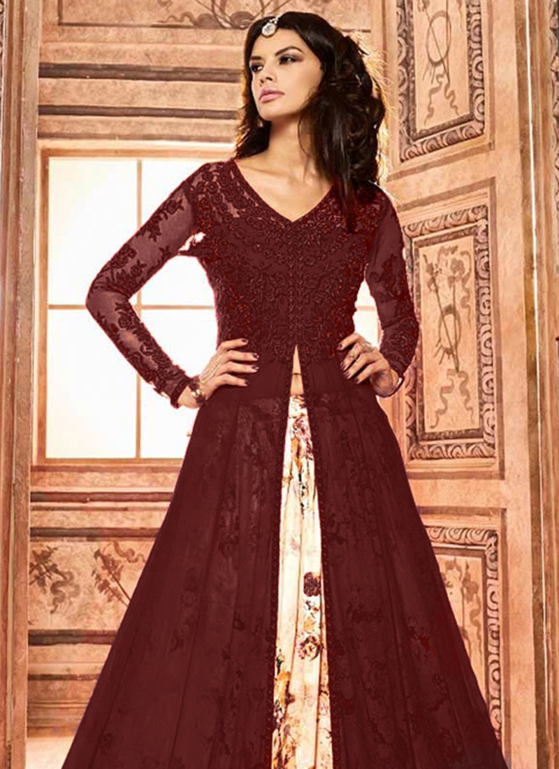 Buy Designer Lehenga With Long Top Choli Online