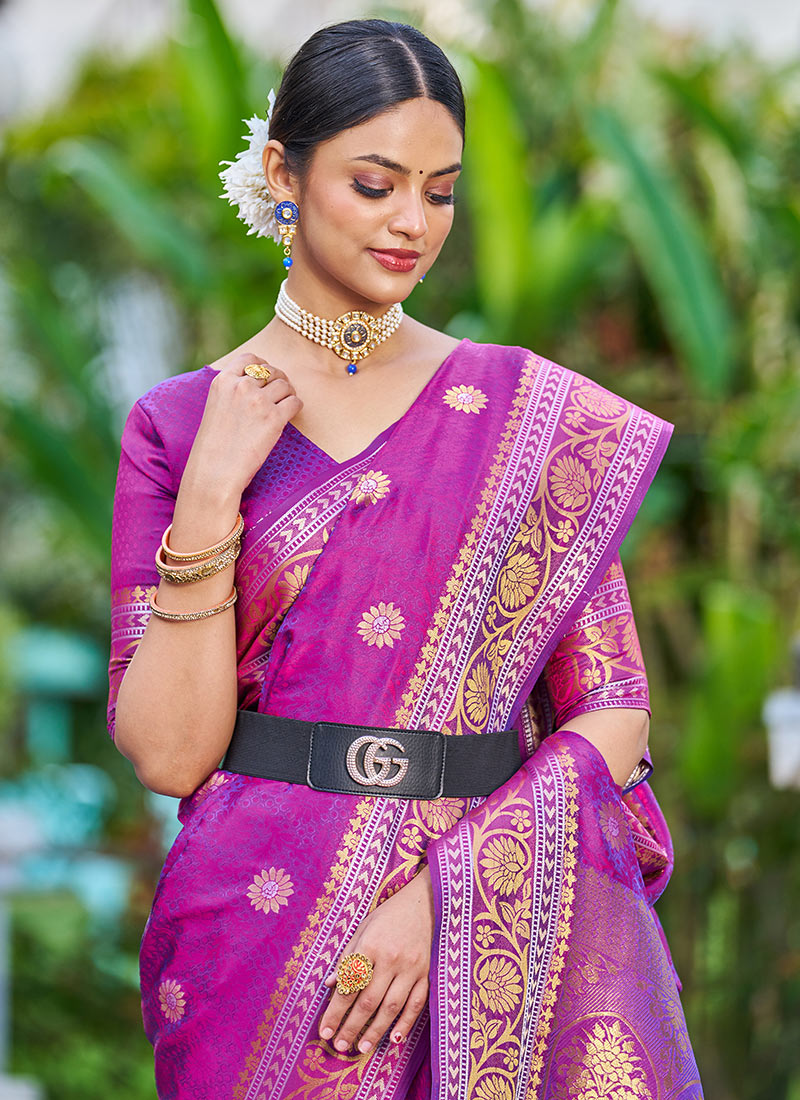 Buy Latest Purple Sarees Online For Women - Cbazaar
