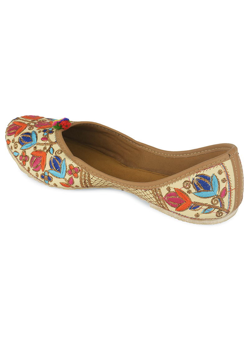 Buy Beige Zari Work Juti Online at Best Price | Cbazaar
