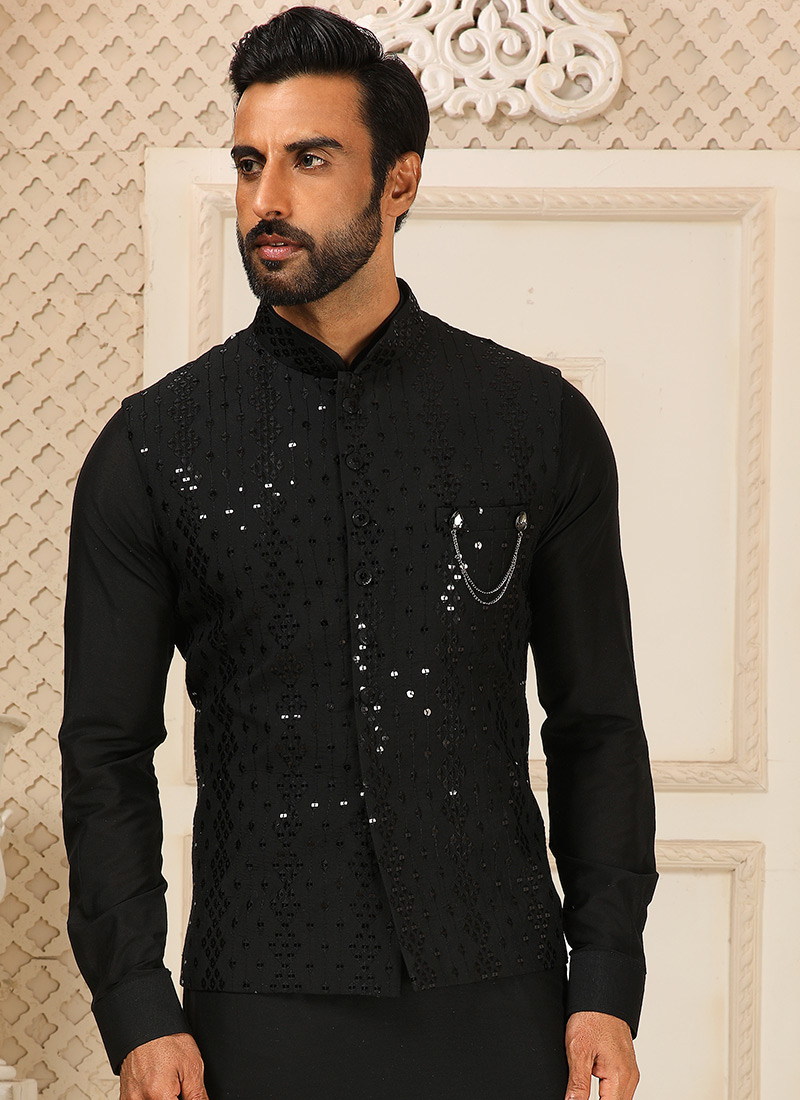 Shop Black Art Silk Mirror Work Bandi Set Party Wear Online at Best Price | Cbazaar