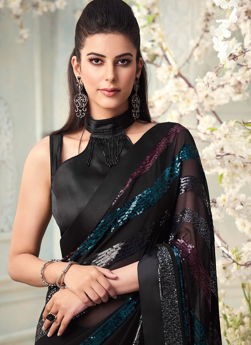 Faux Georgette Sarees: Buy Faux Georgette Sarees Online - Cbazaar