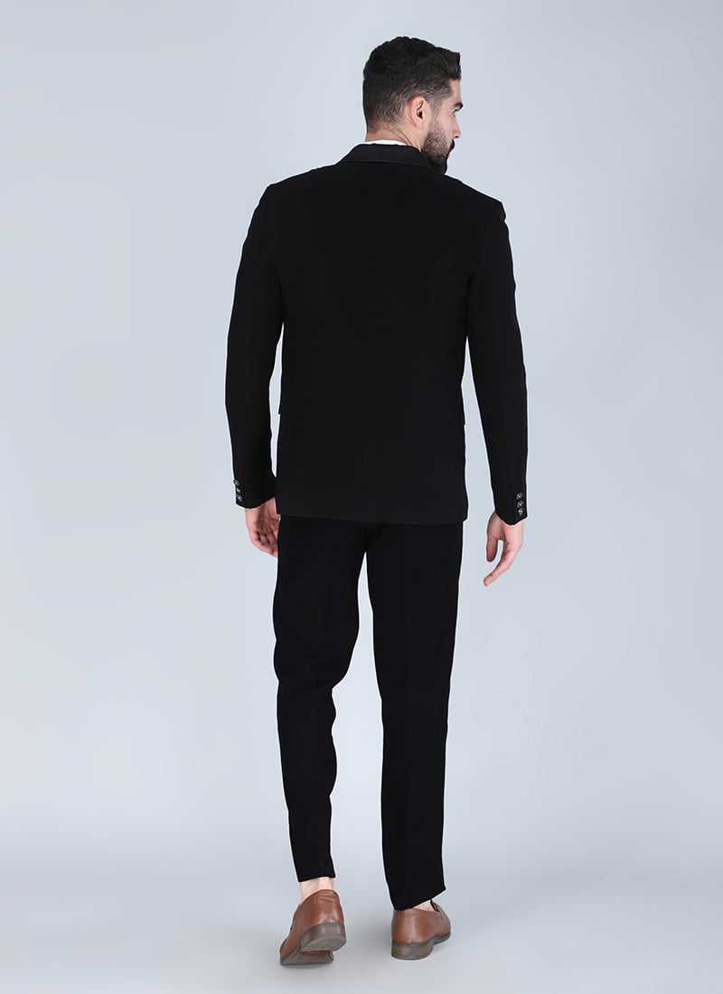 Shop Black Polyester Cotton Beads Tuxedo Suit Wedding Wear in CA - Cbazaar