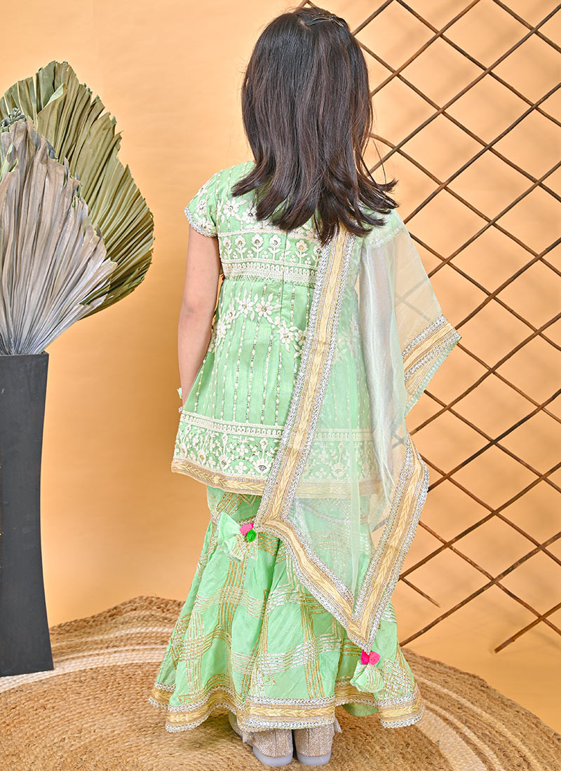 Shop Blended Cotton Embroidered Kids Girls Sharara Suit Party Wear ...
