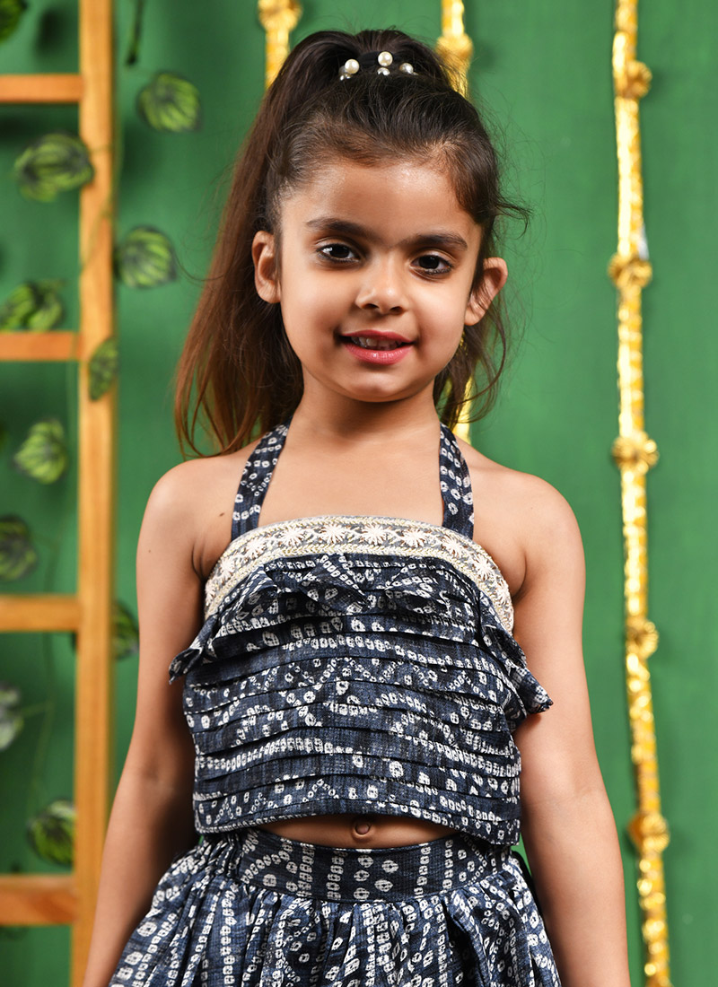 Buy Blended Cotton Kota Kids Girls A Line Lehenga Party Wear Online at ...