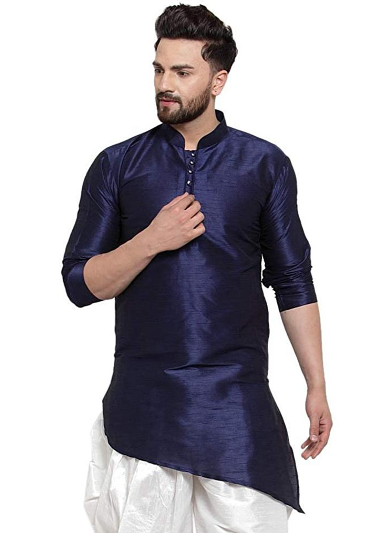 Shop Blue Dupion Silk Dhoti Kurta Set Party Wear Online at Best Price ...