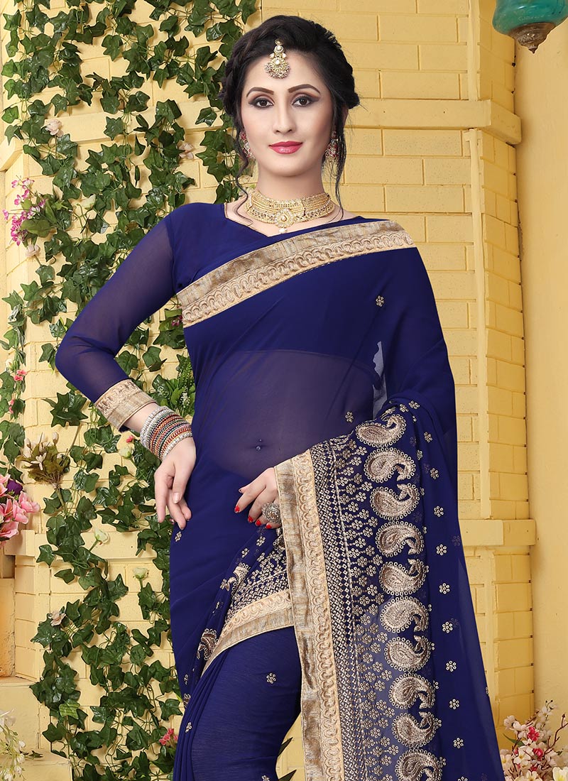Buy Latest Blue Sarees Online Shopping At Cbazaar