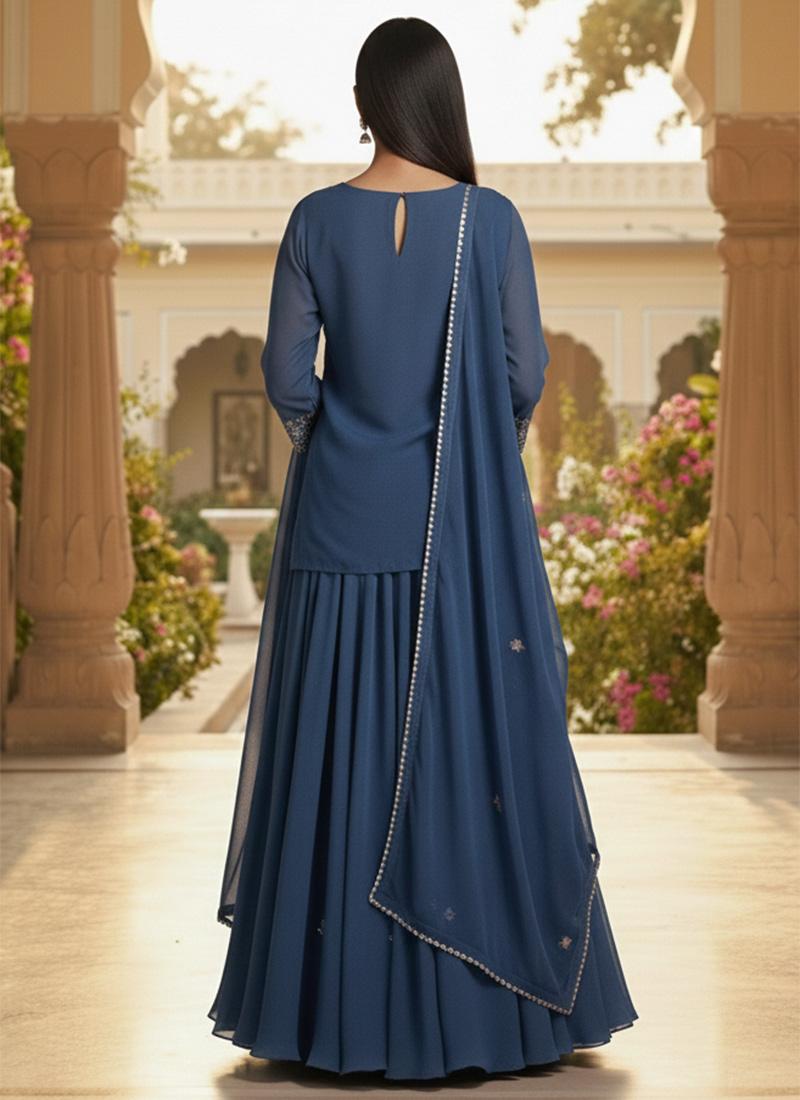Buy Designer Lehenga With Long Top Choli Online
