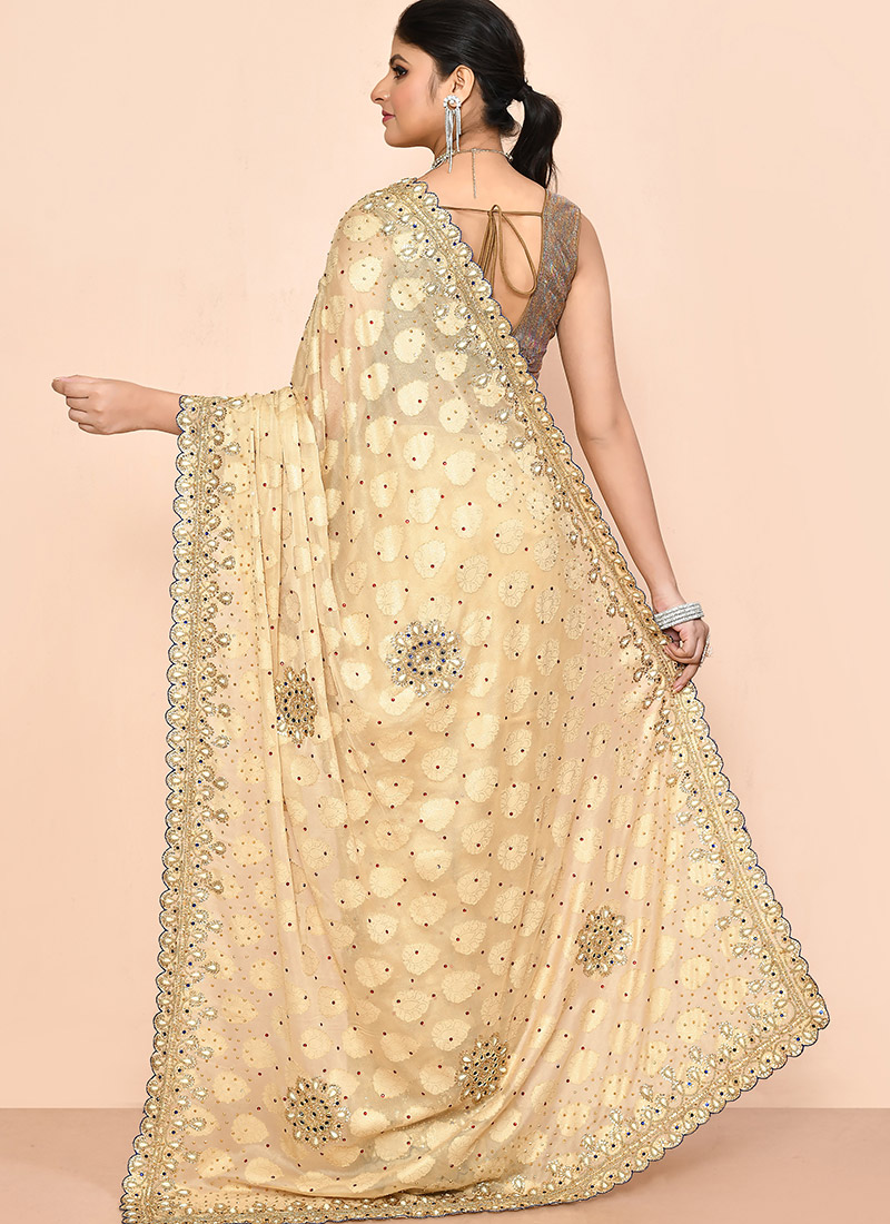 Hand Embroidered Sarees | Zardosi Sarees | Zari Stone work sarees