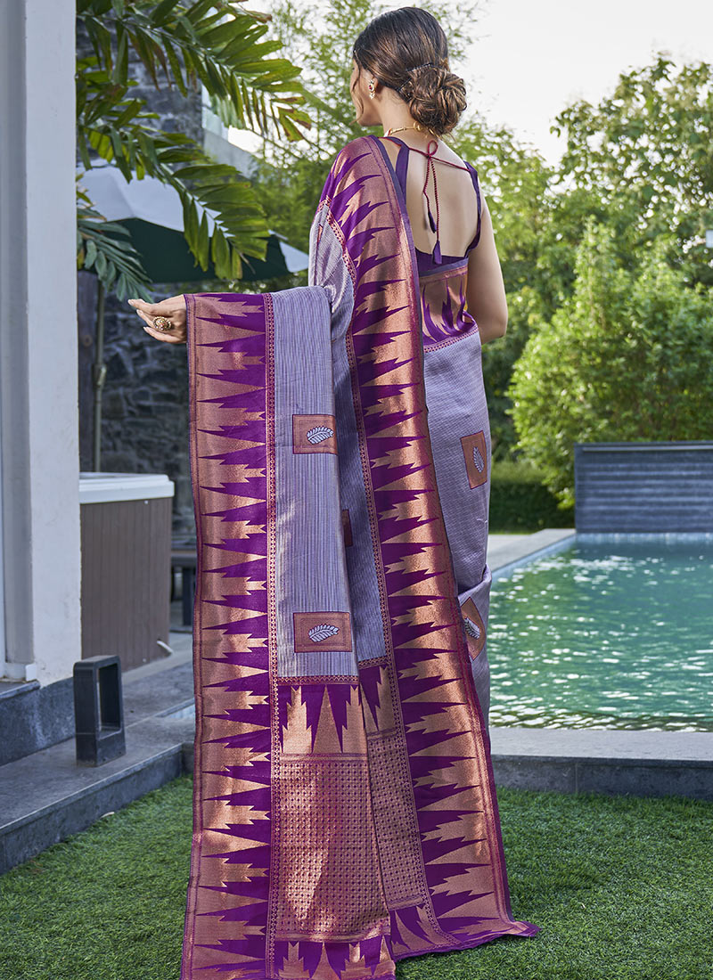 Buy Latest Purple Sarees Online For Women - Cbazaar