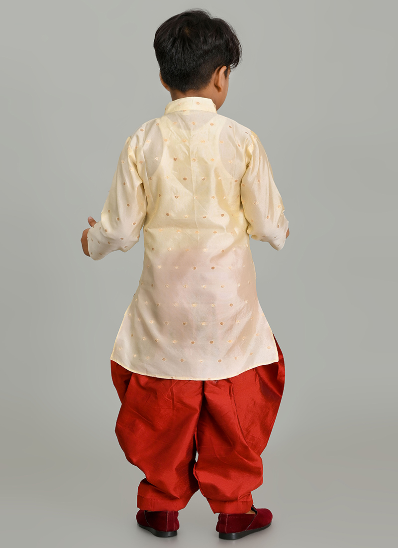 Shop Cream Embroidered Dupion Silk Dhoti Style Kurta Pyjama Festive ...