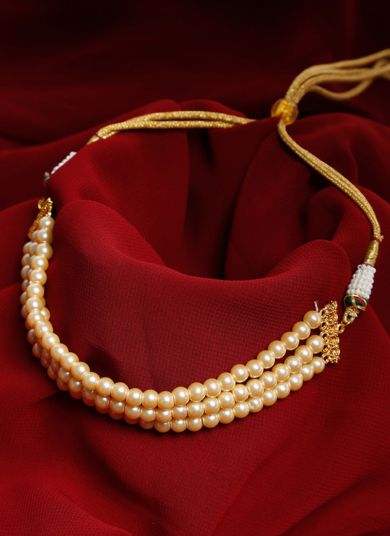 Shop Cream Moti Work Choker Wedding Wear in India - Cbazaar