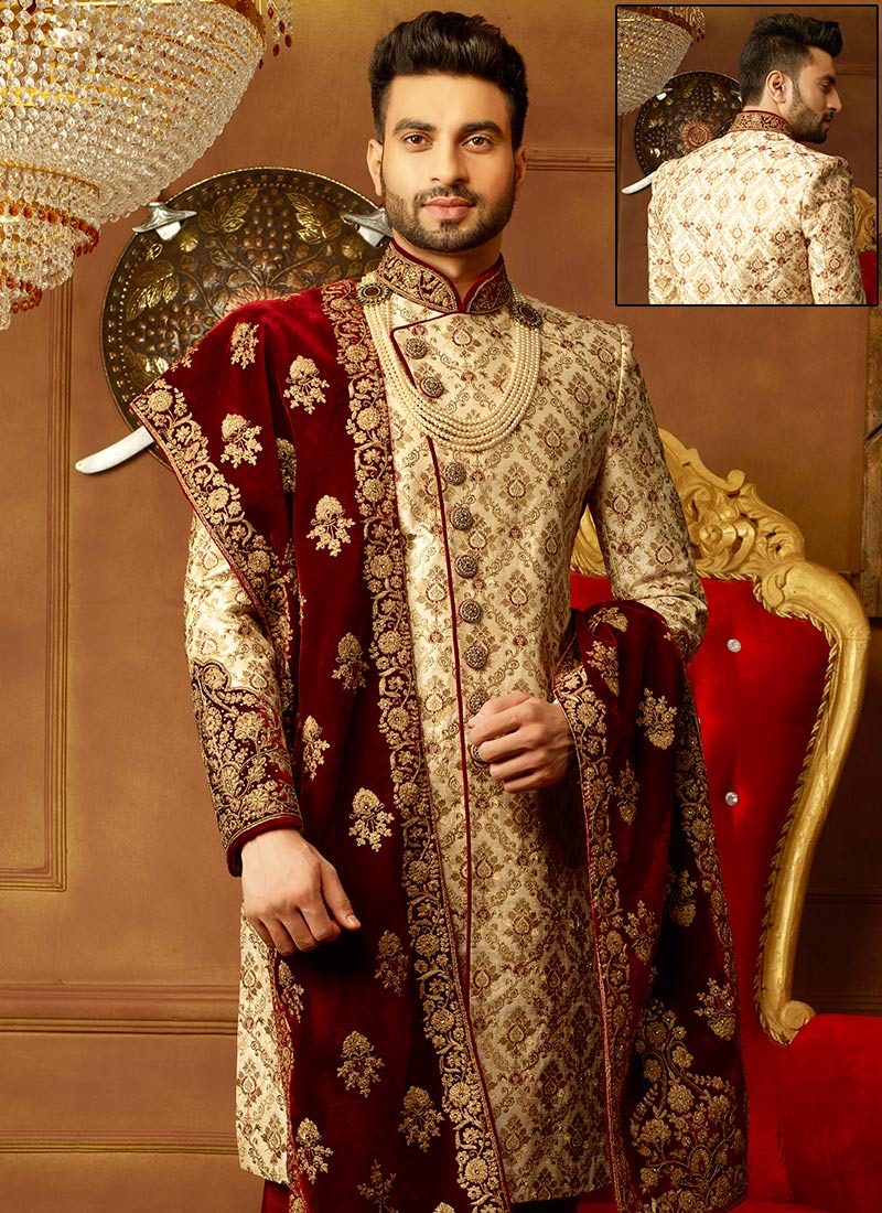 Buy Angrakha Sherwani | Men Angrakha Sherwani Online Shopping