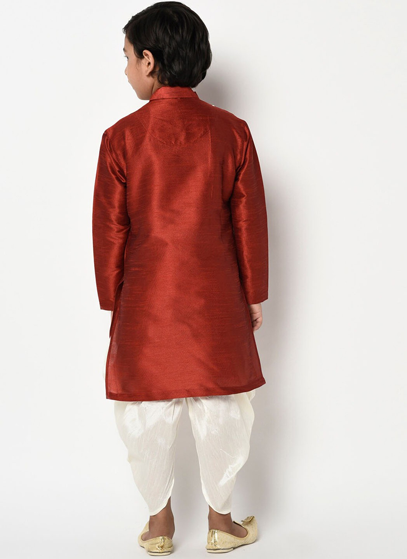 Shop Cultural Silk Dupion Dhoti Style Kids Boys Kurta Pyjama Party Wear ...