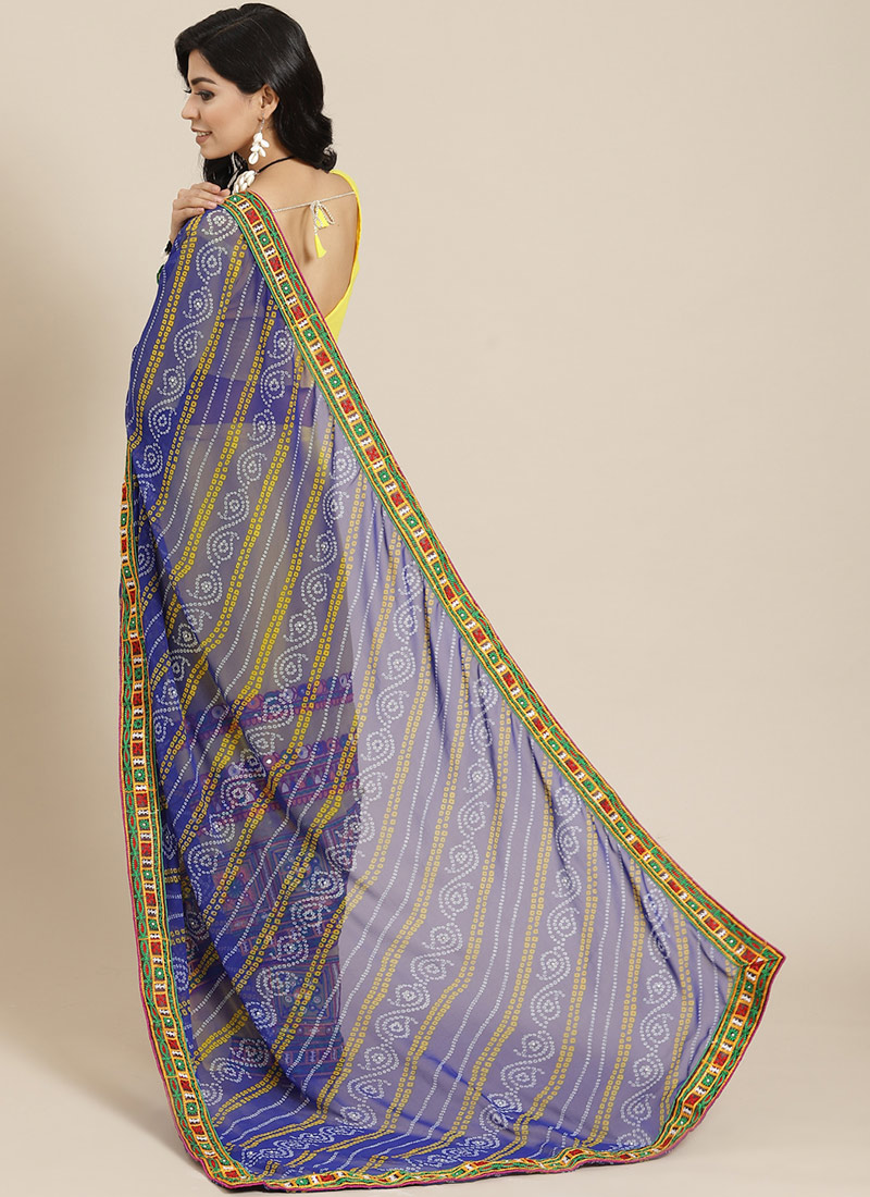 Buy Embroidery Kutch Work Flower Pattern Saree Festive Wear Online at ...