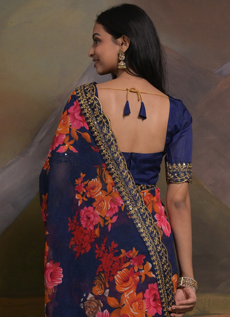 Buy Latest Blue Sarees Online Shopping At Cbazaar