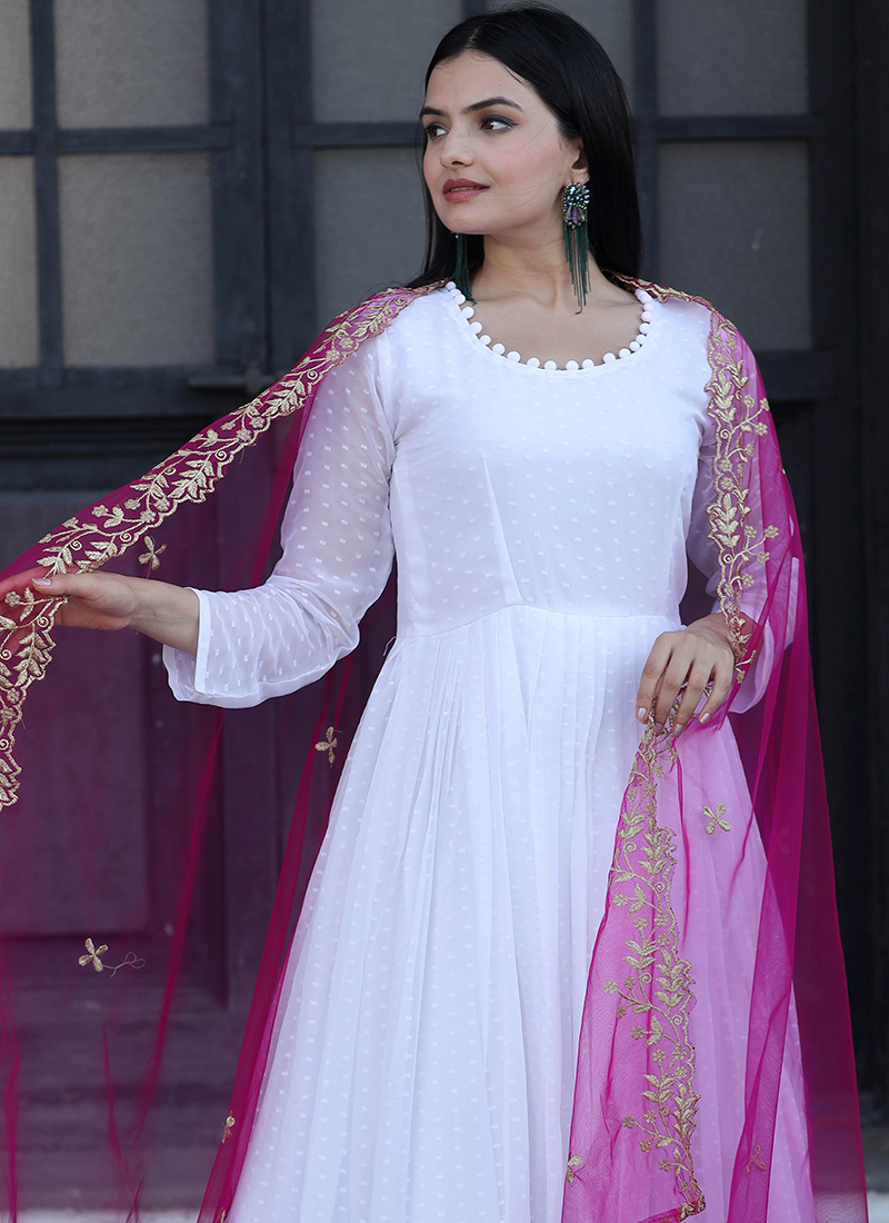 Buy Faux Georgette Butti Work Anarkali Gown Party Wear Online at Best ...