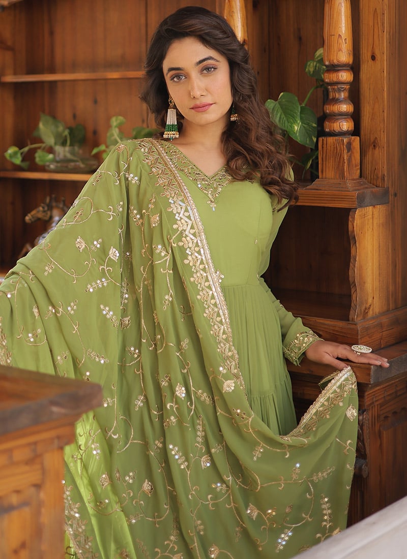 Shop Faux Georgette Embroidered Anarkali Gown Party Wear Online at Best ...