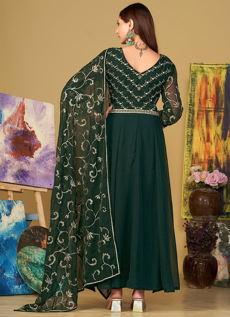 Shop Faux Georgette Embroidered Anarkali Suit Party Wear Online at Best ...