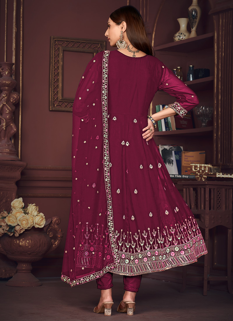 Buy Faux Georgette Embroidered Anarkali Suit Party Wear Online at Best ...